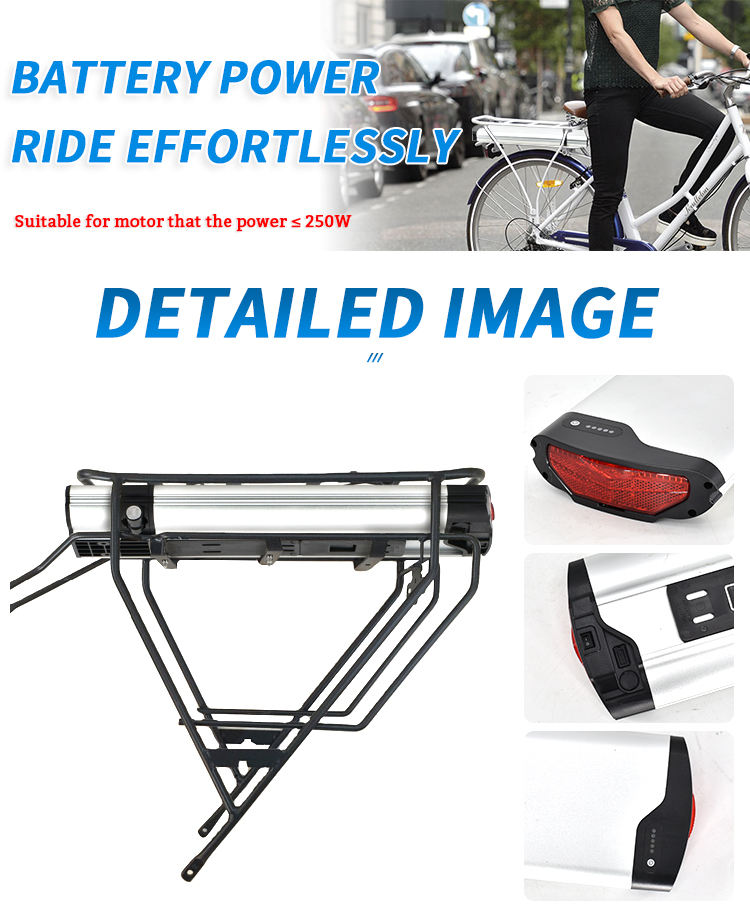 48 Volt 8.8Ah 12Ah 15ah 27ah Electric City Bike Rear Rack Lithium Ion ...